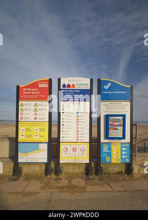 Beach safety and Visitor information signs with hazards and lifeguard ...