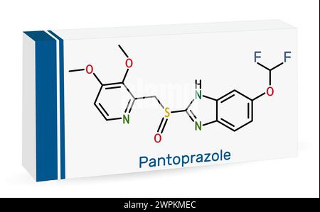 Pantoprazole molecule. It is proton pump inhibitor, gastric ulcer drug ...