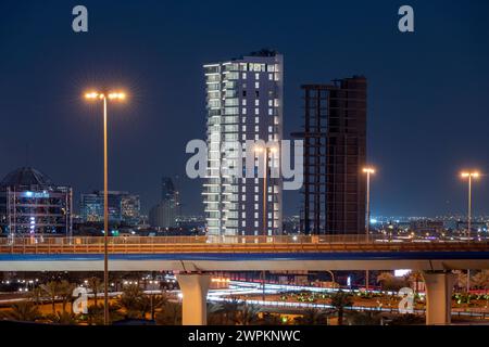 Night view of Street picture of Riyadh, Olaya street roads and traffic ...