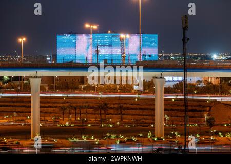 Night view of Street picture of Riyadh, Olaya street roads and traffic ...