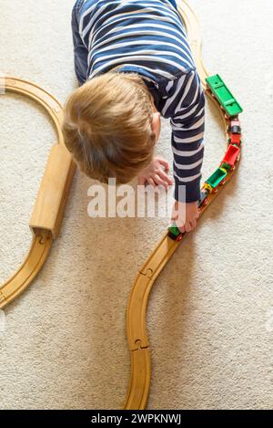 Boy With Train Set Stock Photo - Alamy