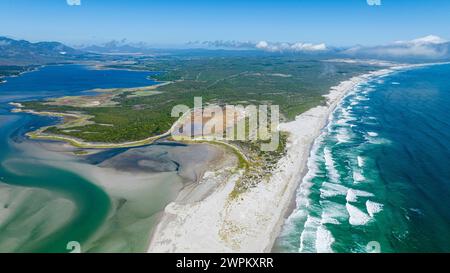 Aerial of the Klein River Lagoon, Hermanus, Western Cape Province ...