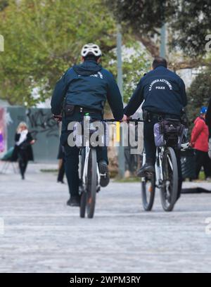 Hellenic Police on bikes with "Greek Police" logo on uniform, Greek ...