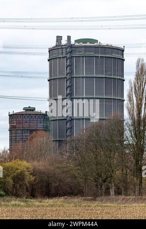 large gasometers in an industrial landscape Stock Photo - Alamy