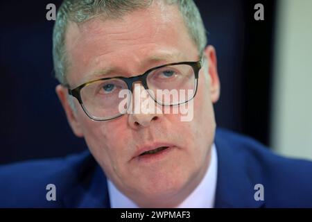 Kevin Winters of KRW Law speaking to the media at the Stormont Hotel in ...