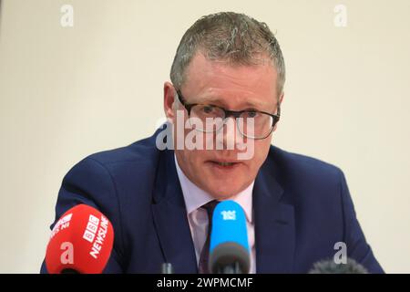 Kevin Winters of KRW Law speaking to the media at the Stormont Hotel in ...