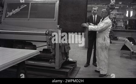 1950s, historical, a machine at the Camas paper mill, WA, USA. made by ...