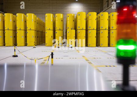 07 March 2024, North Rhine-Westphalia, Ahaus: The western storage hall ...