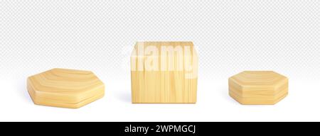 Wooden platforms set isolated on transparent background. Vector ...