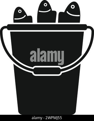 Full winter fish bucket icon outline vector. Ice fishing. Snow lake ...