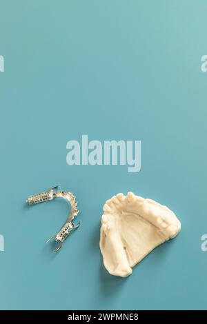 Mockup Metal Frame Lower Partial Denture, Plate On Die Stone, Plaster ...
