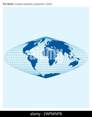 Vector world map. Craster parabolic projection. Plain world ...