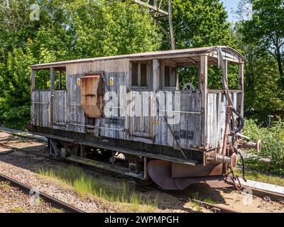 Derelict timber train wagon at Sheffield railway station, Essex. C2C ...