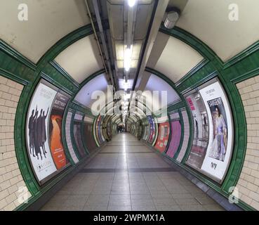 Victorian pedestrian walkway tunnel at Embankment Underground train ...