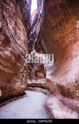 View through the Siq in Petra in Jordan, Middle East, Asia Stock Photo ...