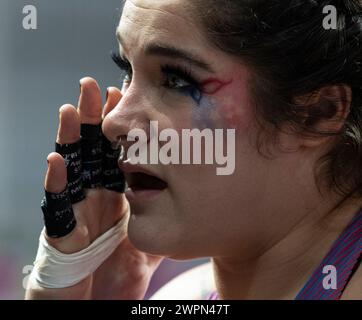Chase Jackson of the USA competing in the women’s shot put at the World ...