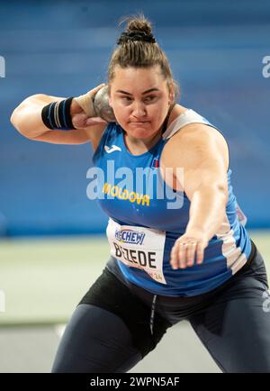 Dimitriana Bezede of Moldova competing in the women’s shot put at the ...