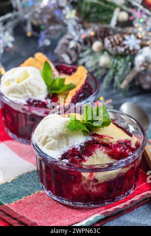Ramekin with blueberry cobbler on light background, closeup Stock Photo ...