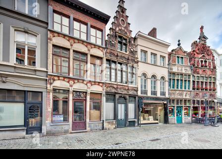 Patershol, house facade, architecture, district, view, Ghent, East ...