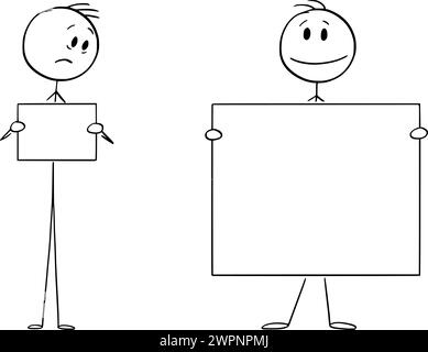 Person or Businessman Presenting in Small or Big, Vector Cartoon Stick ...