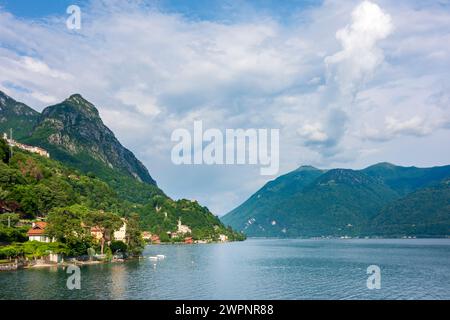 Valsolda: quarter San Mamete, Lake Lugano (Lago di Lugano), marina in ...