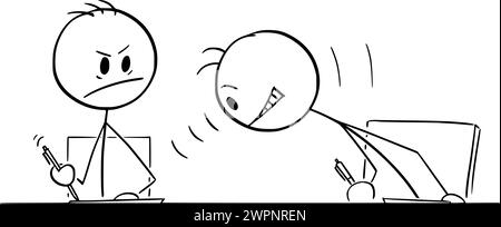 Student Copying During Examination at School, Vector Cartoon Stick ...