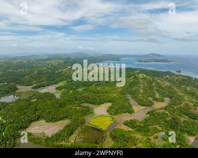 Manamoc and Cabangajan Island with turquoise sea water. Santa Fe ...
