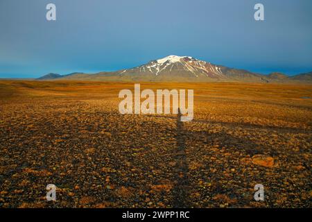 View over Snaefellsnes to the summit of Snaefell in the north-east of ...