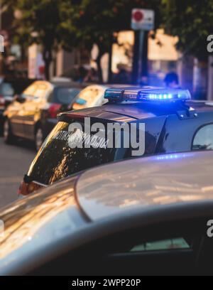 Athens Municipal Police car with siren, "Municipal Police" logo emblem ...