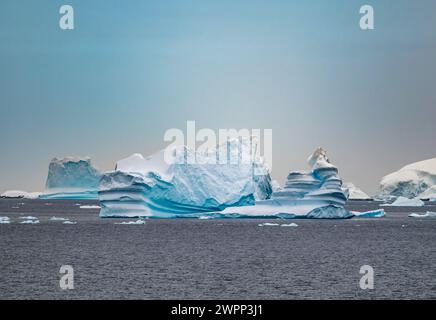 Fascinating shapes and colors of iceberg along the coast of Antarctica ...