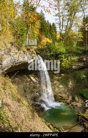 Germany, Bavaria, Scheidegg, Scheidegg Waterfalls, second waterfall ...
