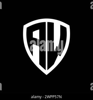 AW monogram logo with bold letters shield shape with black and white ...
