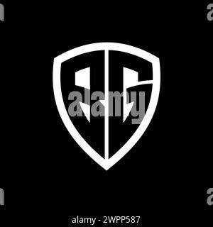 BG monogram logo with bold letters shield shape with black and white ...