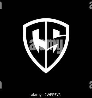 CS monogram logo with bold letters shield shape with black and white color design template Stock ...