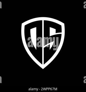DS monogram logo with bold letters shield shape with black and white ...