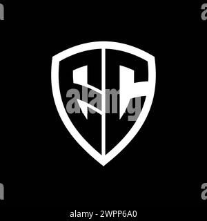 EC monogram logo with bold letters shield shape with black and white ...