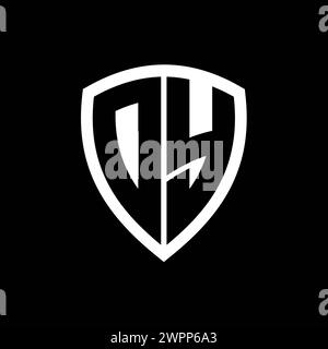 DY monogram logo with bold letters shield shape with black and white color design template Stock ...