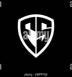 FS monogram logo with bold letters shield shape with black and white ...