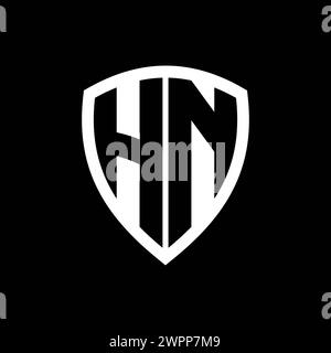 HN monogram logo with bold letters shield shape with black and white ...