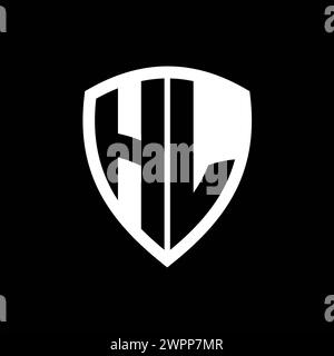 HL monogram logo with bold letters shield shape with black and white color design template Stock ...