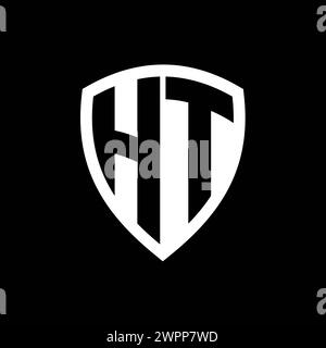 HT monogram logo with bold letters shield shape with black and white ...
