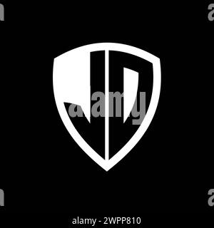 JD monogram logo with bold letters shield shape with black and white ...