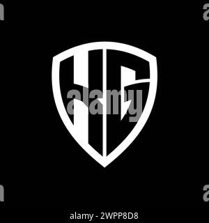 KG monogram logo with bold letters shield shape with black and white ...