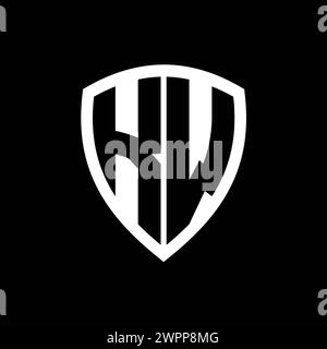 KW monogram logo with bold letters shield shape with black and white ...