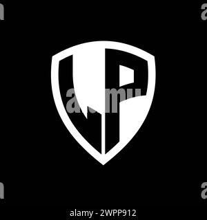 LP monogram logo with bold letters shield shape with black and white ...