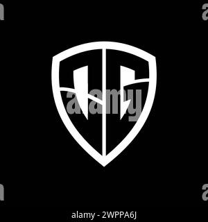 OG monogram logo with bold letters shield shape with black and white color design template Stock ...