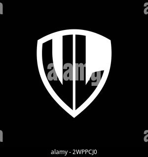 UL monogram logo with bold letters shield shape with black and white ...