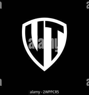 UT monogram logo with bold letters shield shape with black and white ...