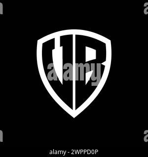 VB monogram logo with bold letters shield shape with black and white ...