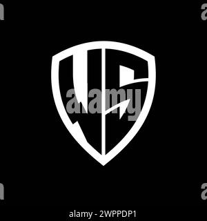 WS monogram logo with bold letters shield shape with black and white ...